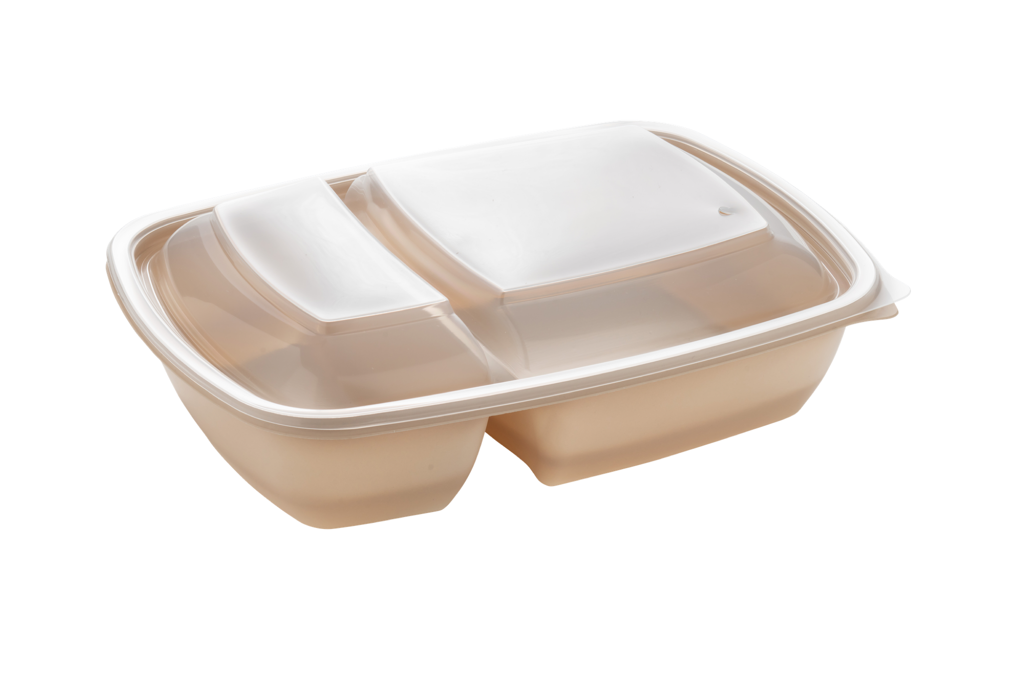Rectangular container 2 compartment Natural 900ml 23x17cm - Sabert