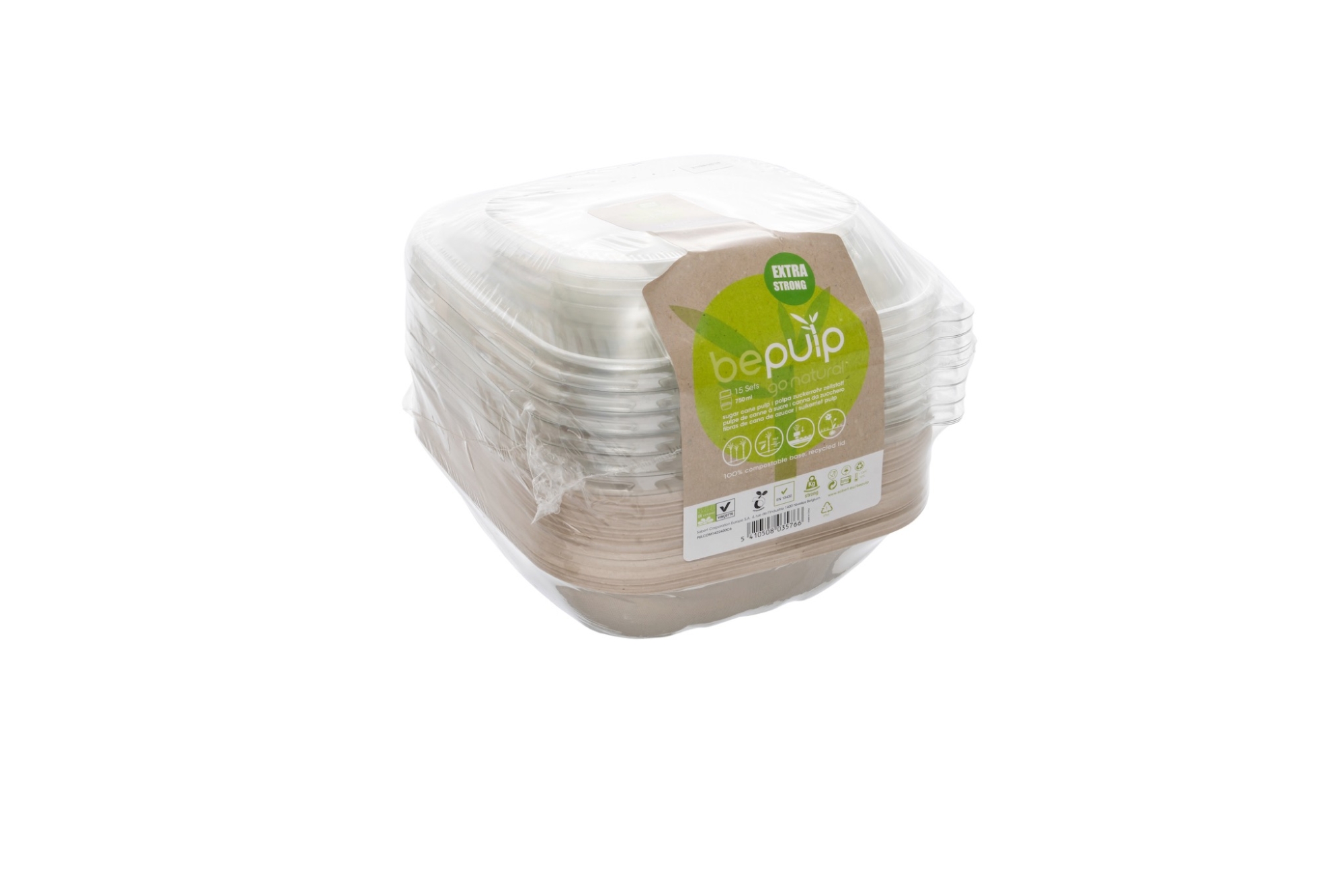 COMBO pulp square tray 750ml + rPET Lid - Sabert