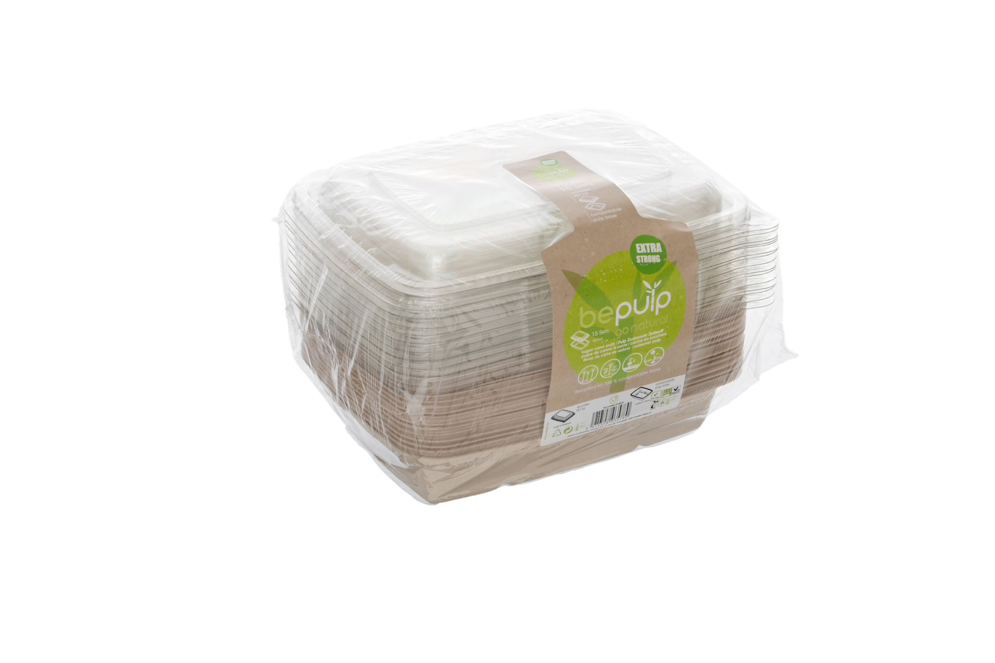 COMBO pulp rectangular tray 950ml + rPET Lid - Sabert